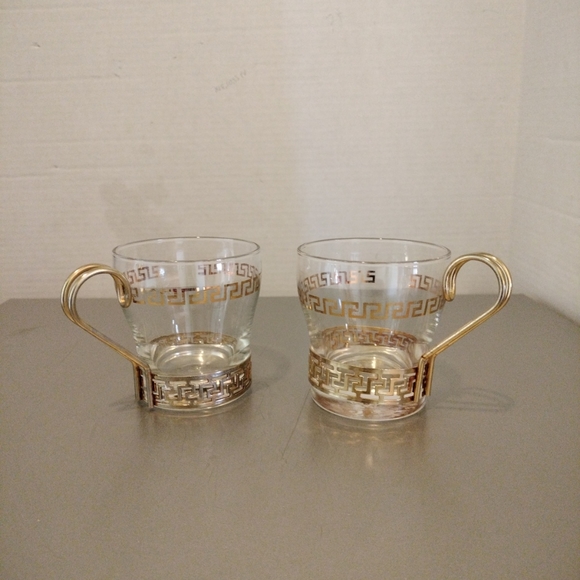 Libbey | Kitchen | 2 Greek Key Glass Mugscups | Poshmark